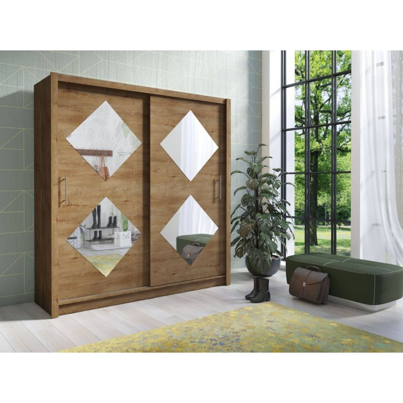 Bora Sliding Door Wardrobe 205cm - Oak Lefkas 205cm by Arthauss | ufurnish.com